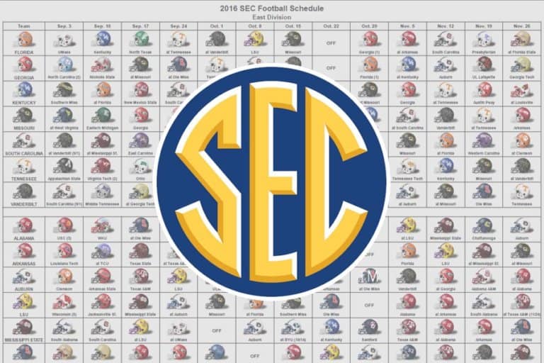 2016 SEC Football Helmet Schedule