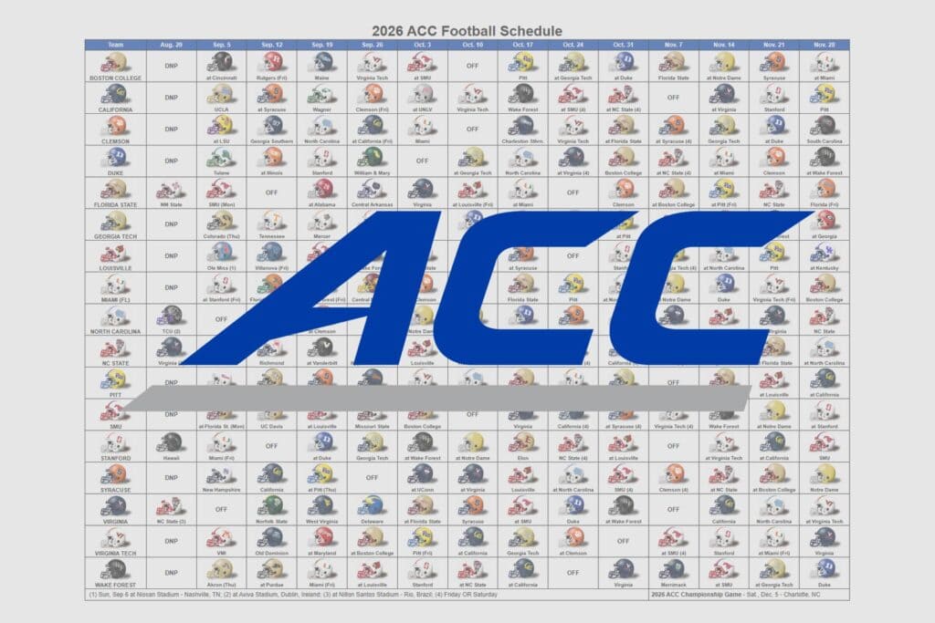 2026 ACC Football Helmet Schedule